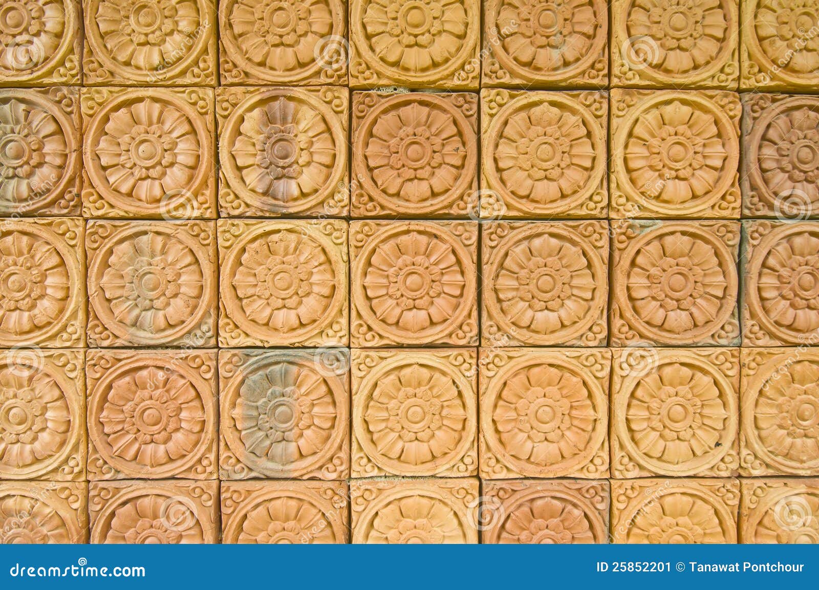 Beautiful Brick Wall with Flower Pattern Stock Image - Image of house ...