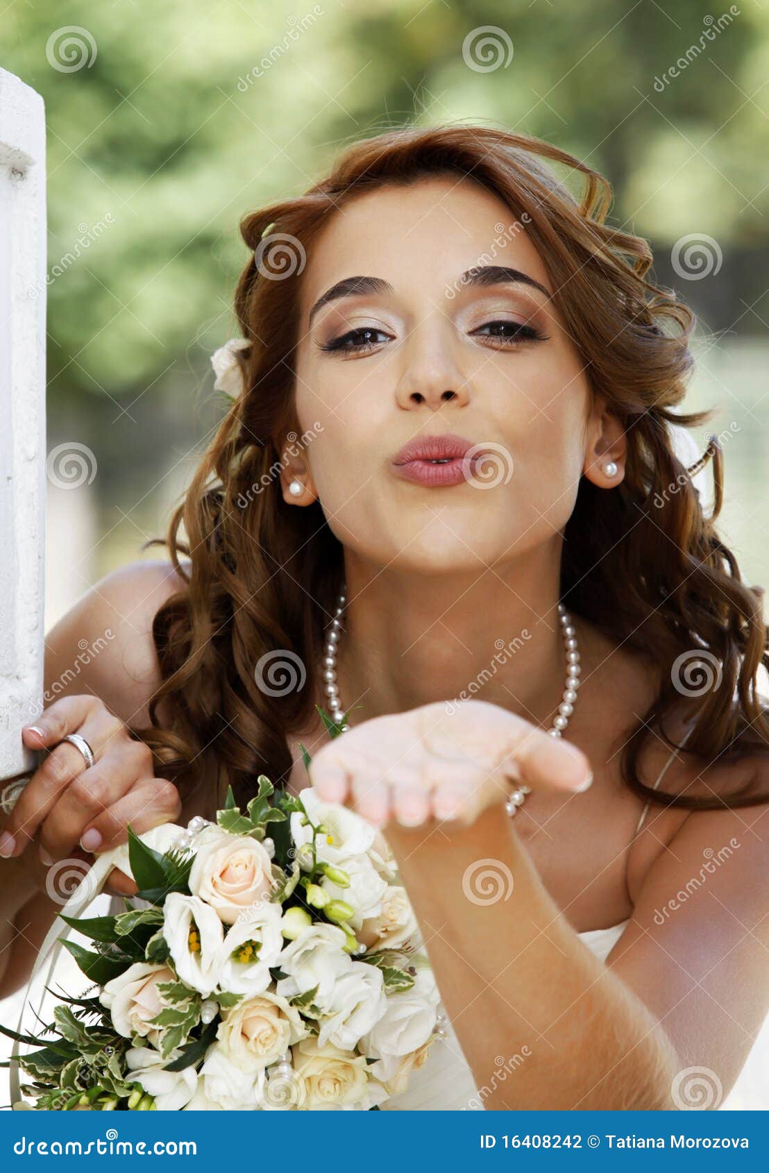 Beautiful bride stock photo. Image of gown, necklace - 16408242