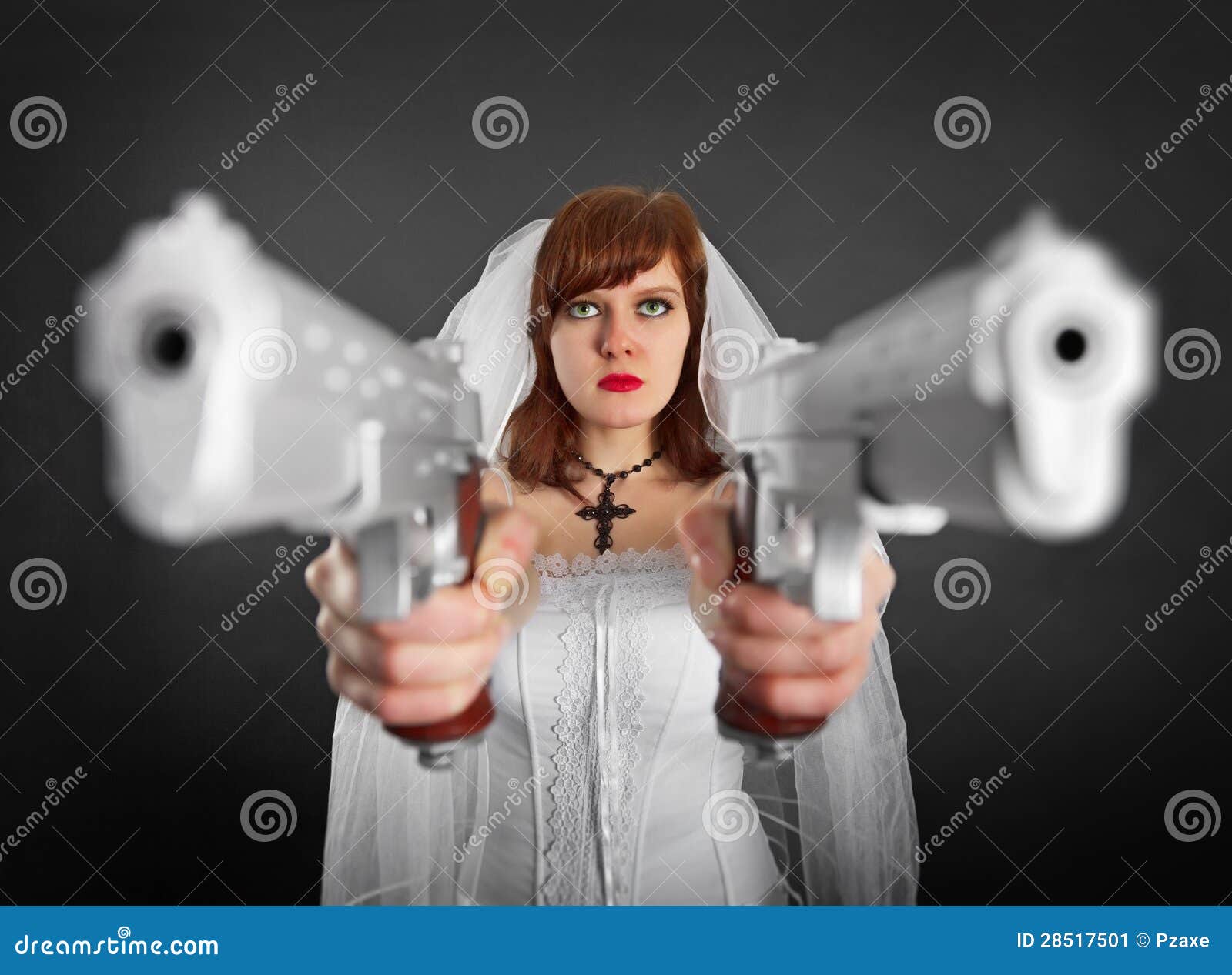 Beautiful Bride Armed with Two Pistols Stock Image - Image of ...