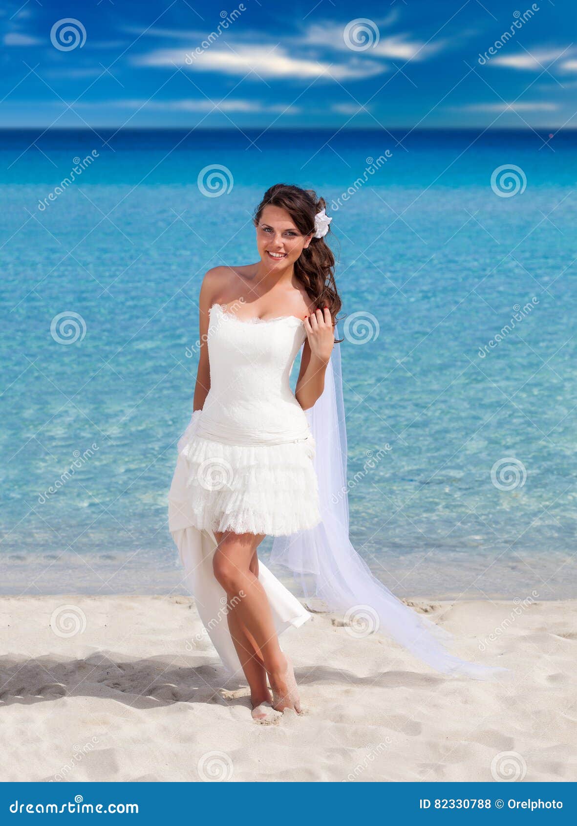 Beautiful Bride on the Beach Stock Photo - Image of event, married ...