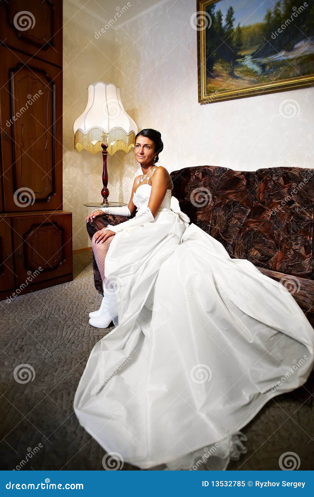 Beautiful Bride in a Classical Interior at Home Stock Image - Image of ...