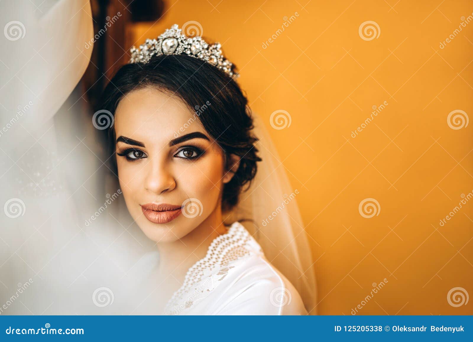 Pretty Bride Dressing Up before Wedding Ceremony Stock Photo - Image of ...