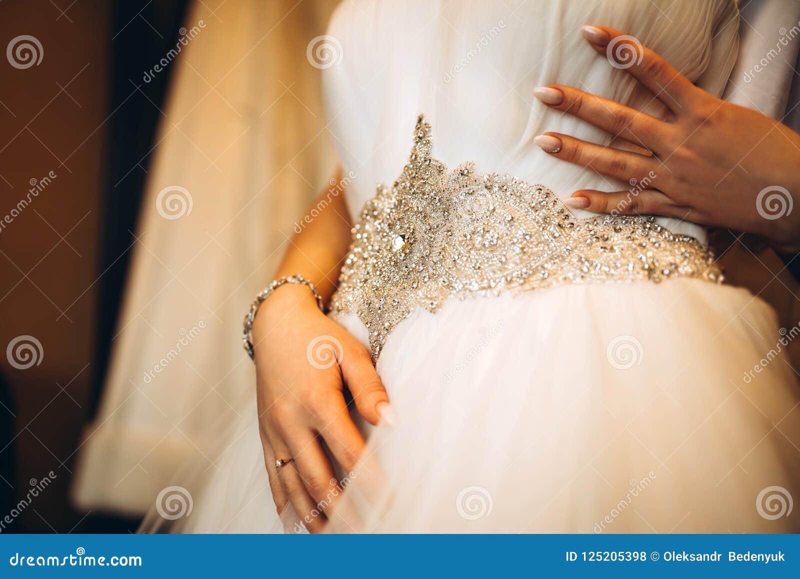 Pretty Bride Dressing Up before Wedding Ceremony Stock Photo - Image of ...