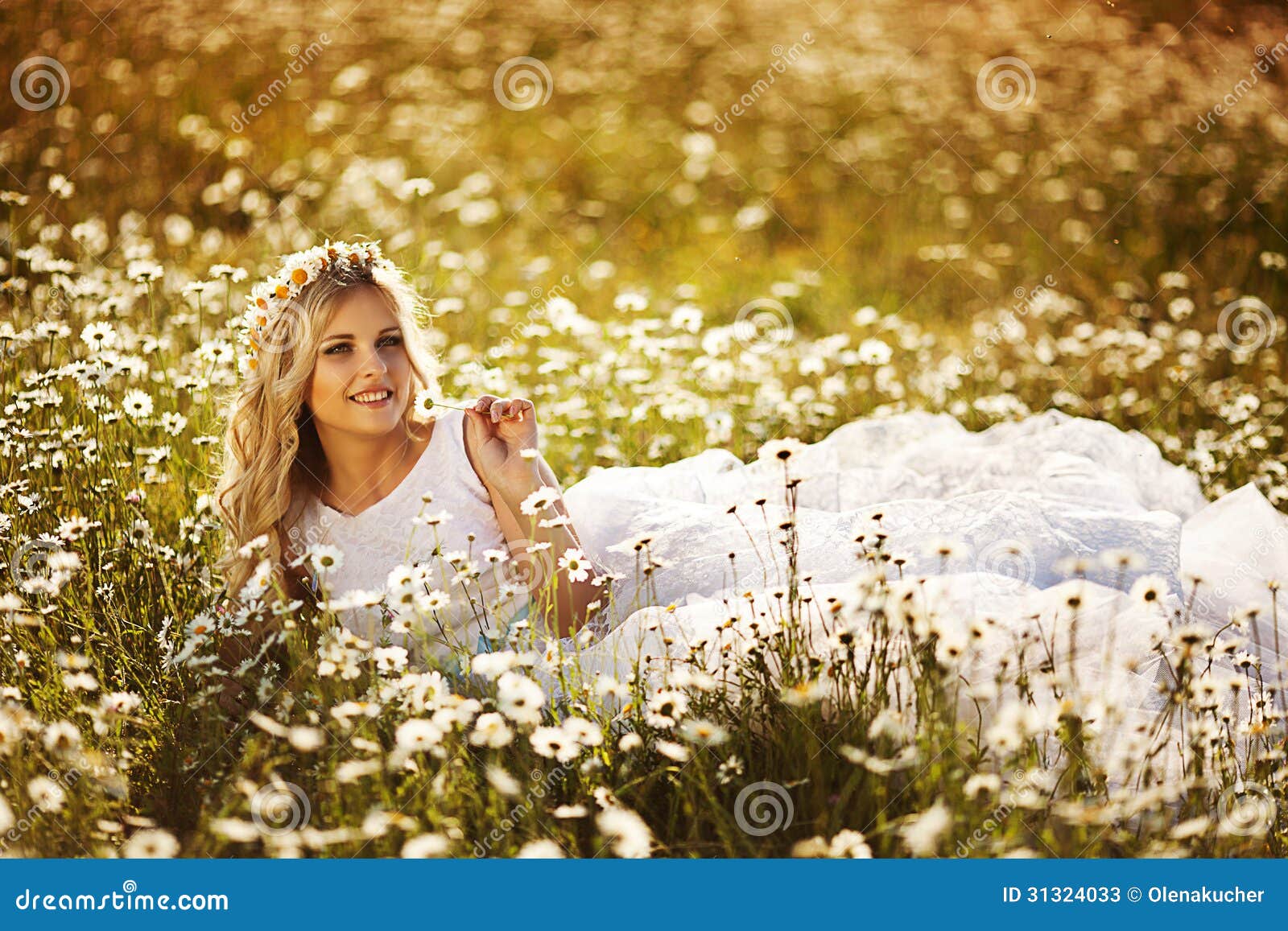 Beautiful bride in a field stock image. Image of enjoy - 31324033