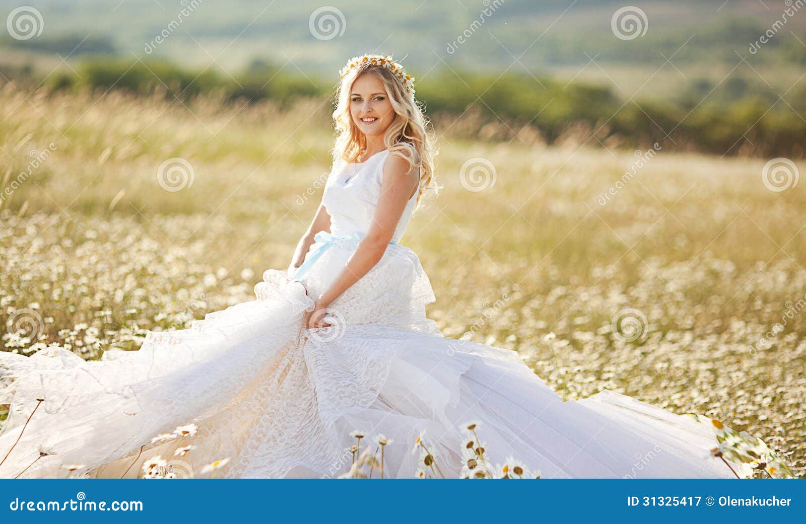 Beautiful bride in a field stock image. Image of healthy - 31325417