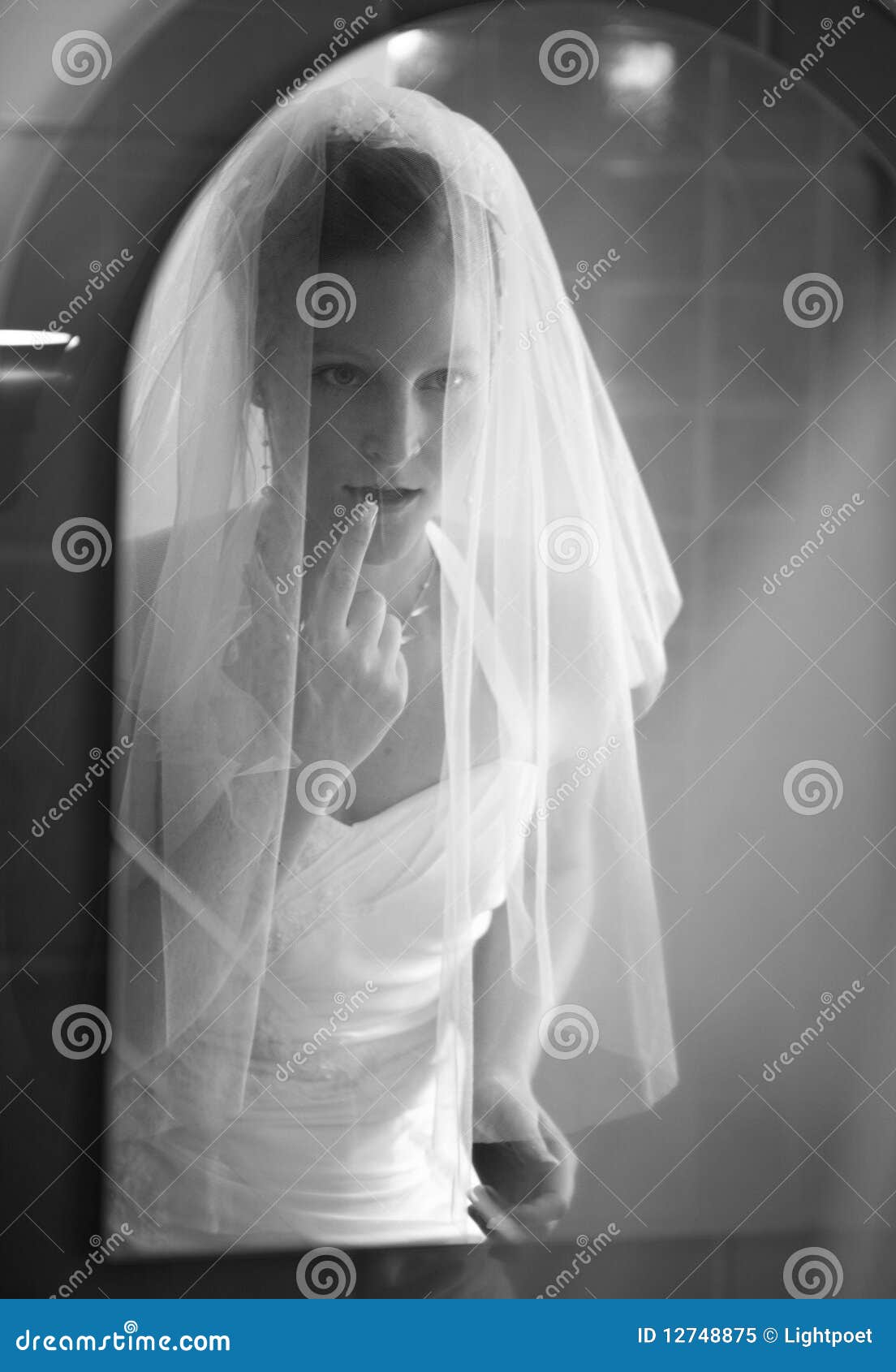 Beautiful Bride in Front of a Mirror Stock Image - Image of glamour ...