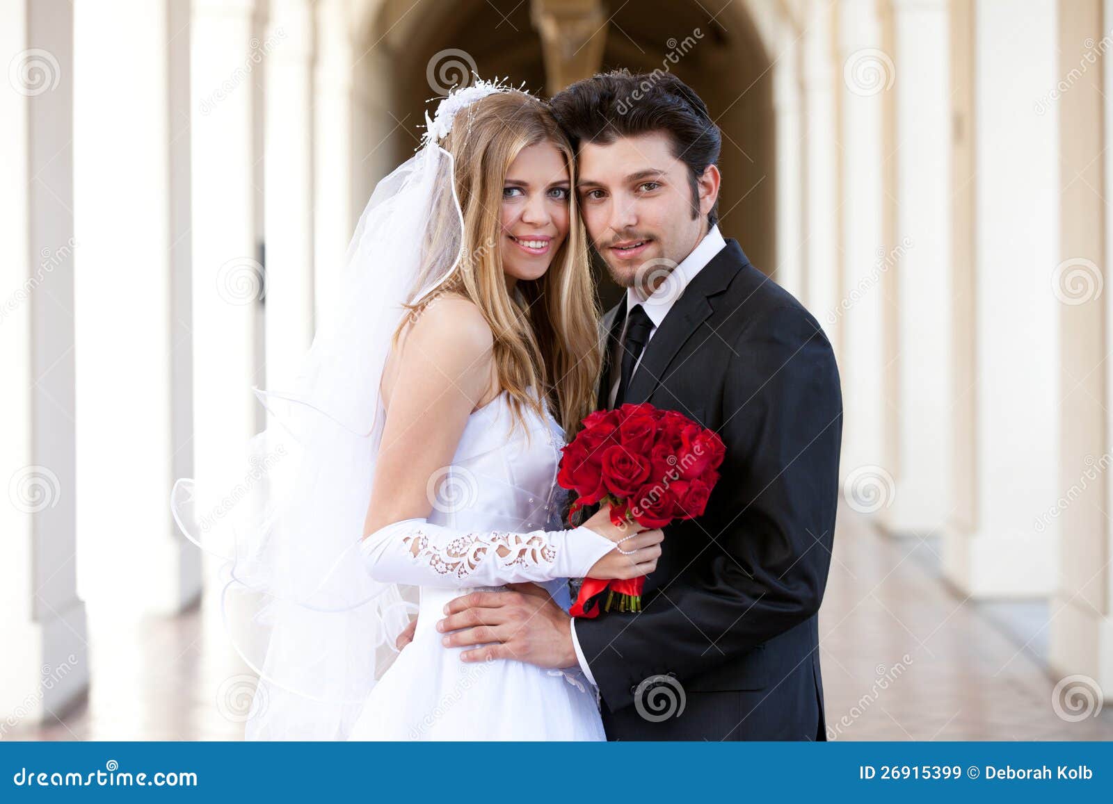 Beautiful Bride and Handsome Groom Stock Image - Image of field ...