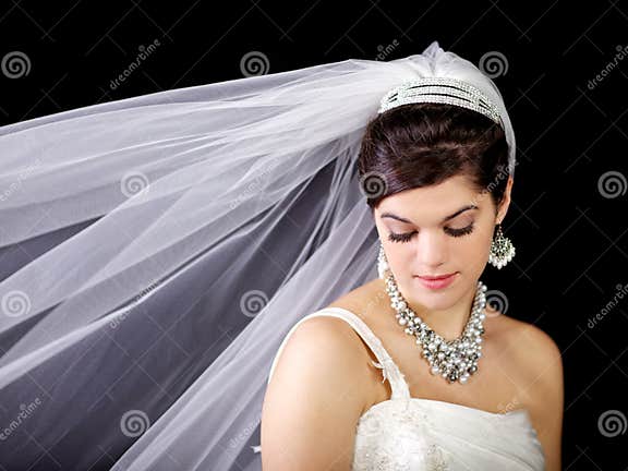 Beautiful Bride Looking Down Stock Photo - Image of marriage, pose ...