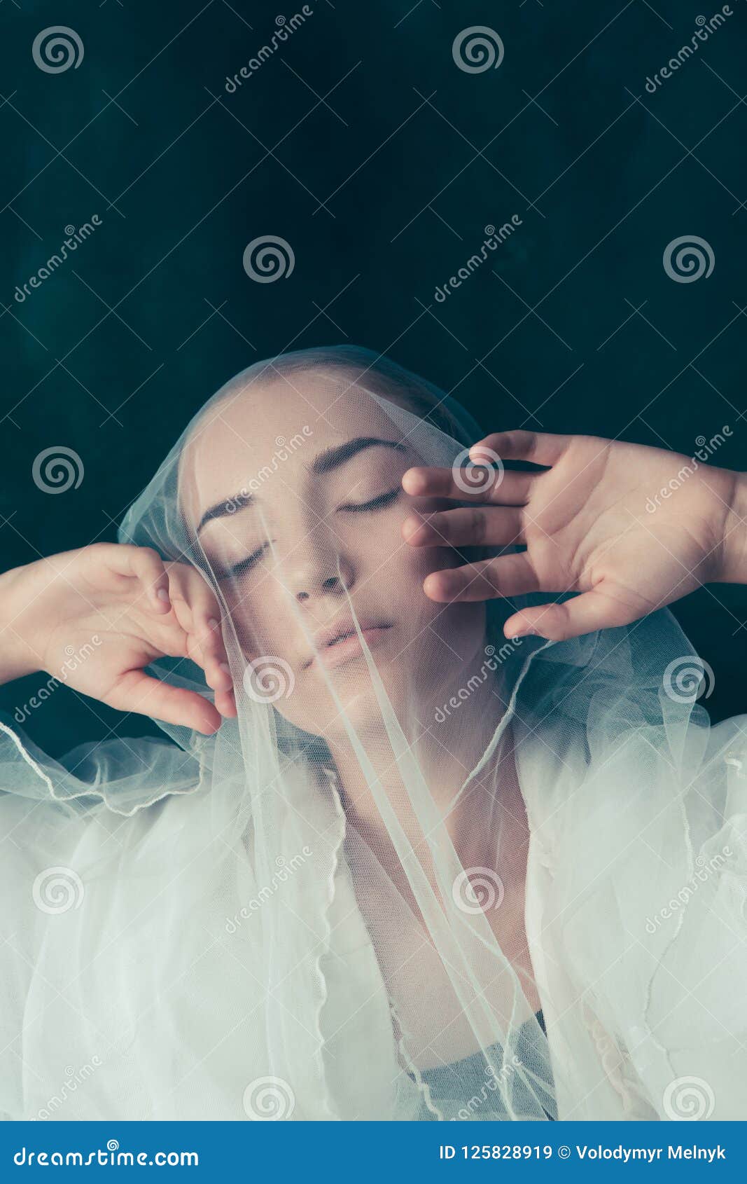 Beautiful Bride Looking Over Her Veil Stock Image - Image of person ...