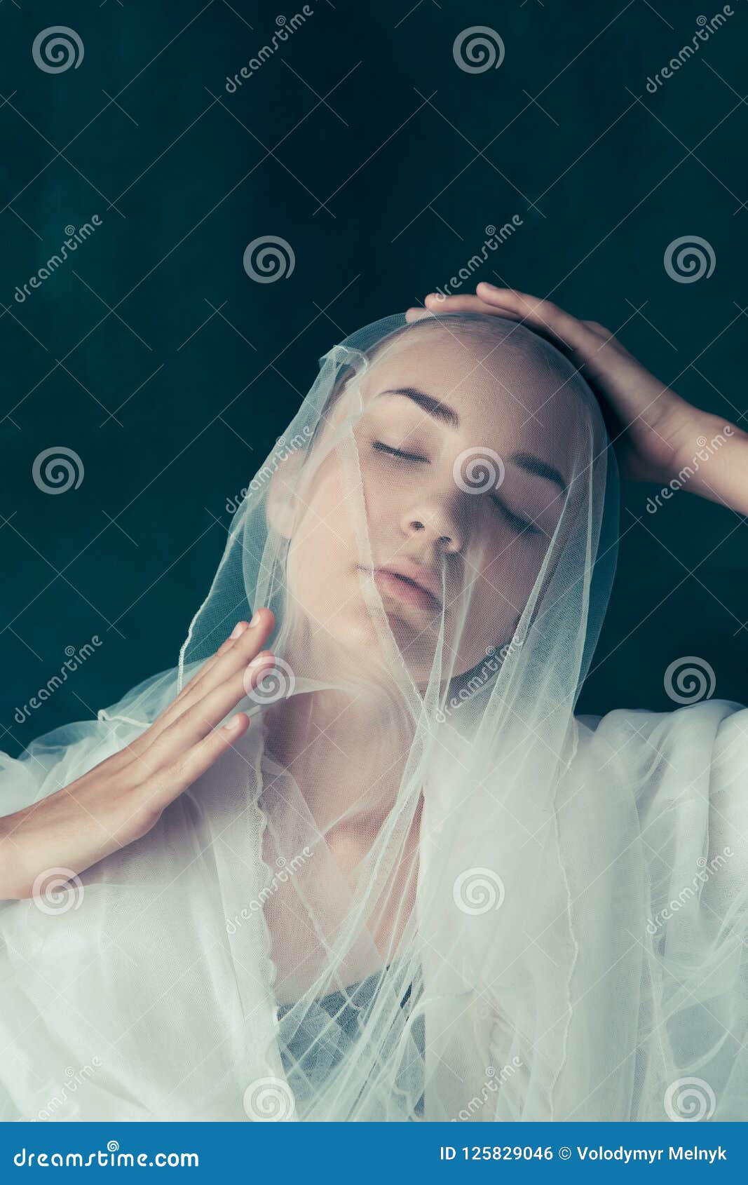 Beautiful Bride Looking Over Her Veil Stock Photo - Image of beauty ...
