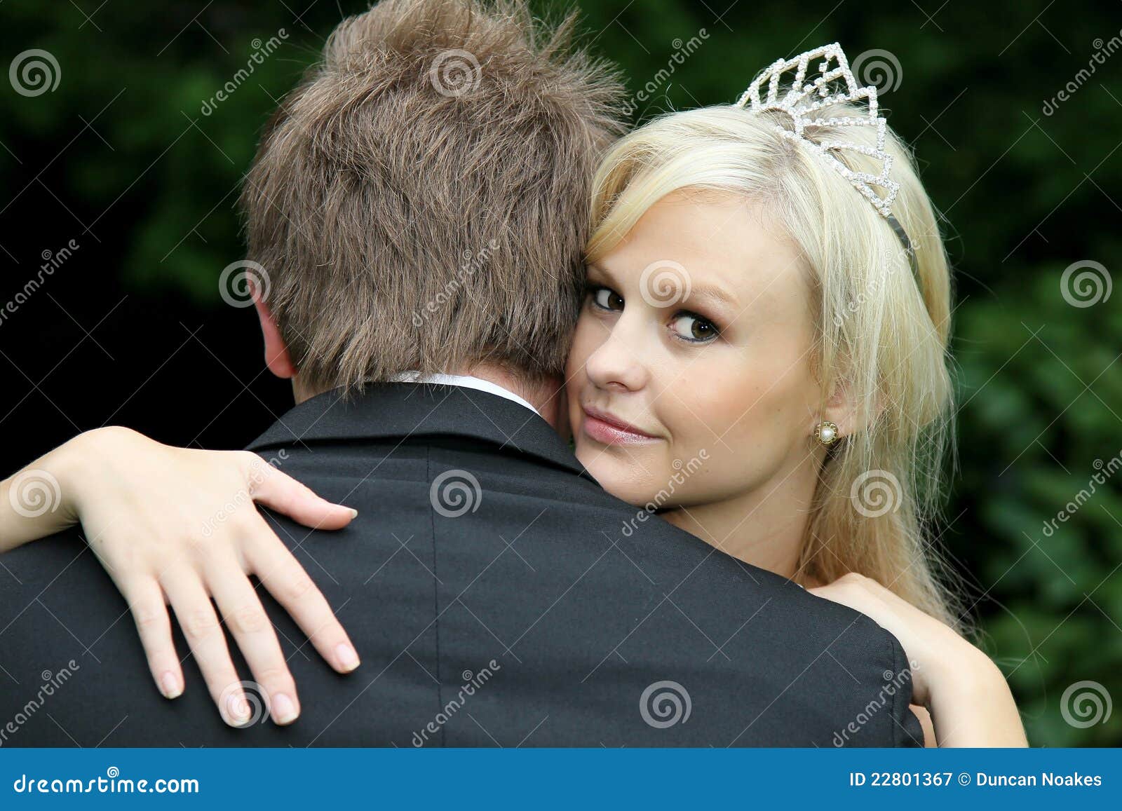 Beautiful Bride Looking Over Husband S Shoulder Stock Image - Image of ...