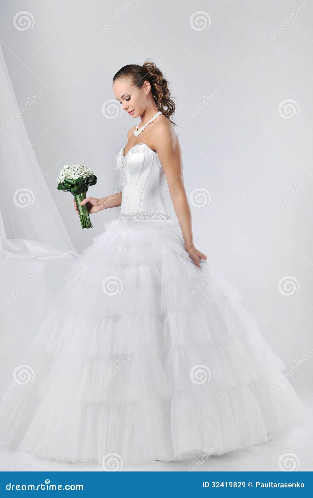 Beautiful Bride in a Luxurious Wedding Dress Stock Image - Image of ...