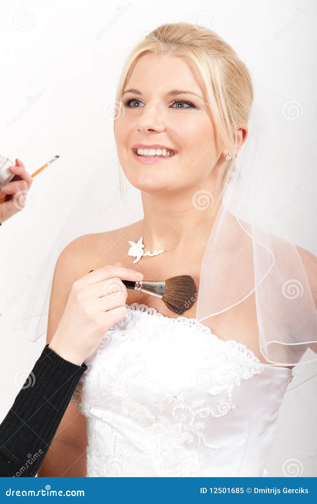 Beautiful Bride and Make-up Artist Stock Image - Image of artist ...