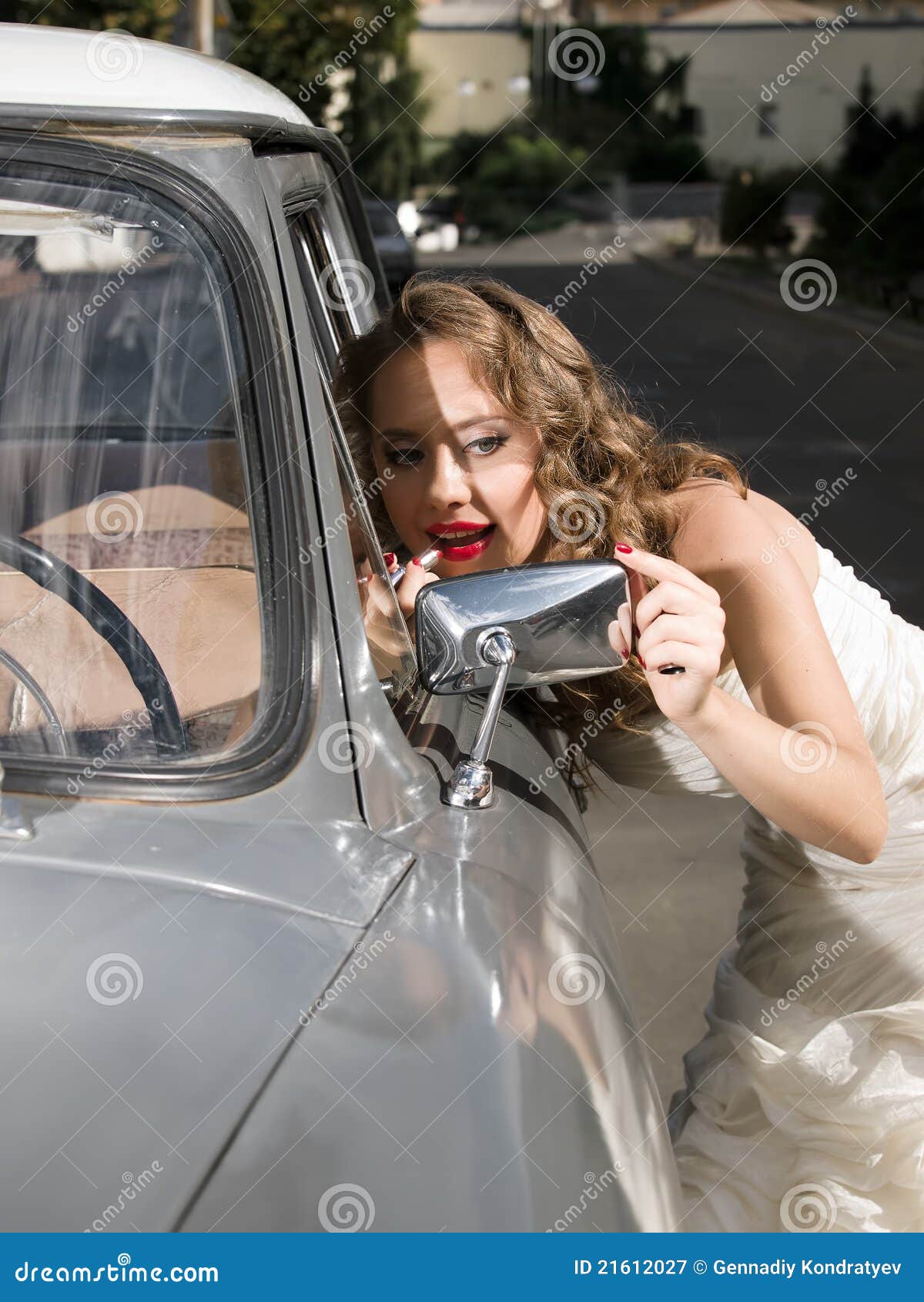 Beautiful Bride Near the Car Stock Image - Image of bridal, bride: 21612027