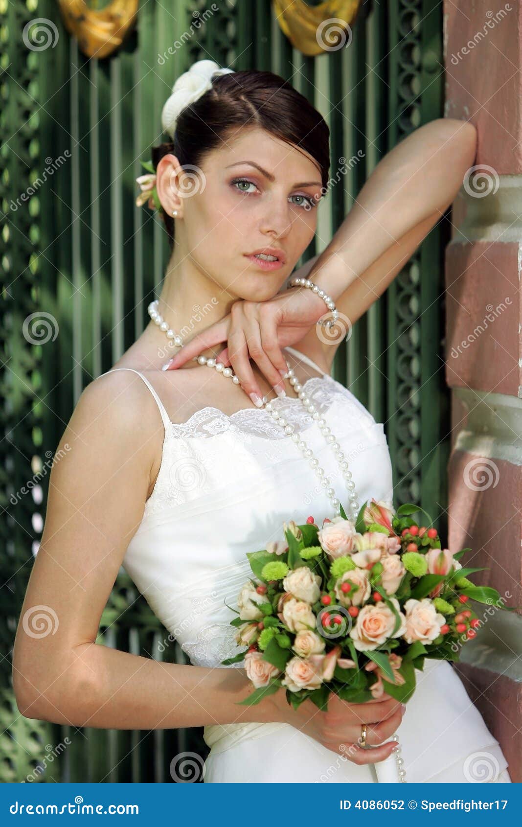 Beautiful Bride Portrait stock photo. Image of smelling - 4086052