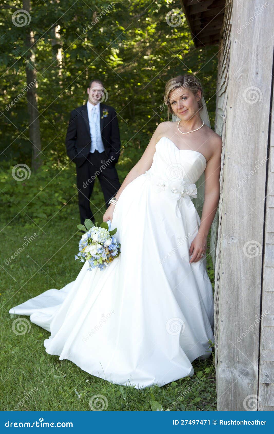 Beautiful Bride Pose And Husband Stock Image - Image: 27497471