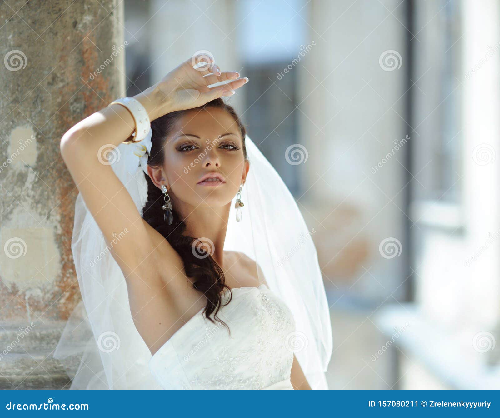 Beautiful Bride Posing in Her Wedding Day Stock Image - Image of ...