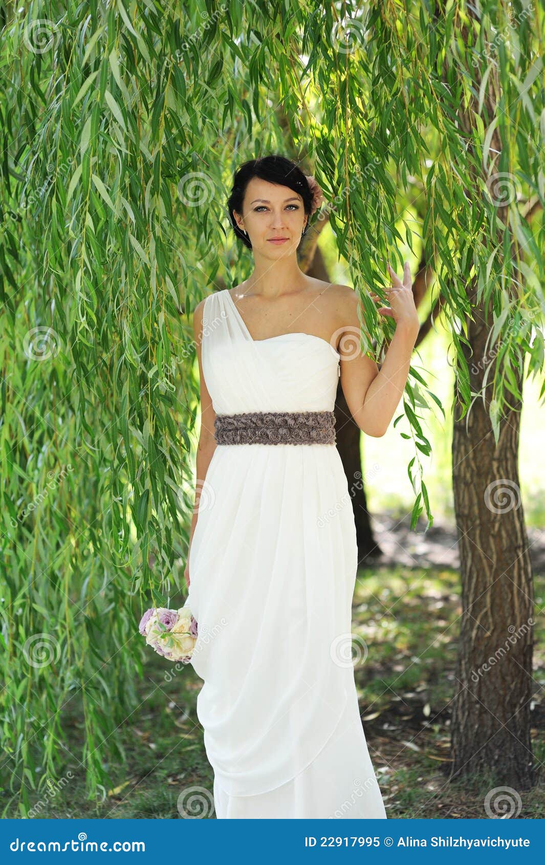 Beautiful Bride Posing Outdoors on Wedding Day Stock Image - Image of ...