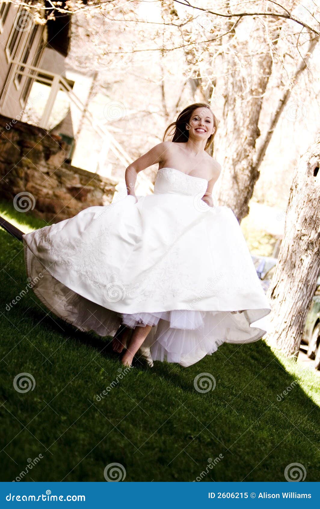 Beautiful Bride Running stock image. Image of dress, crouched - 2606215