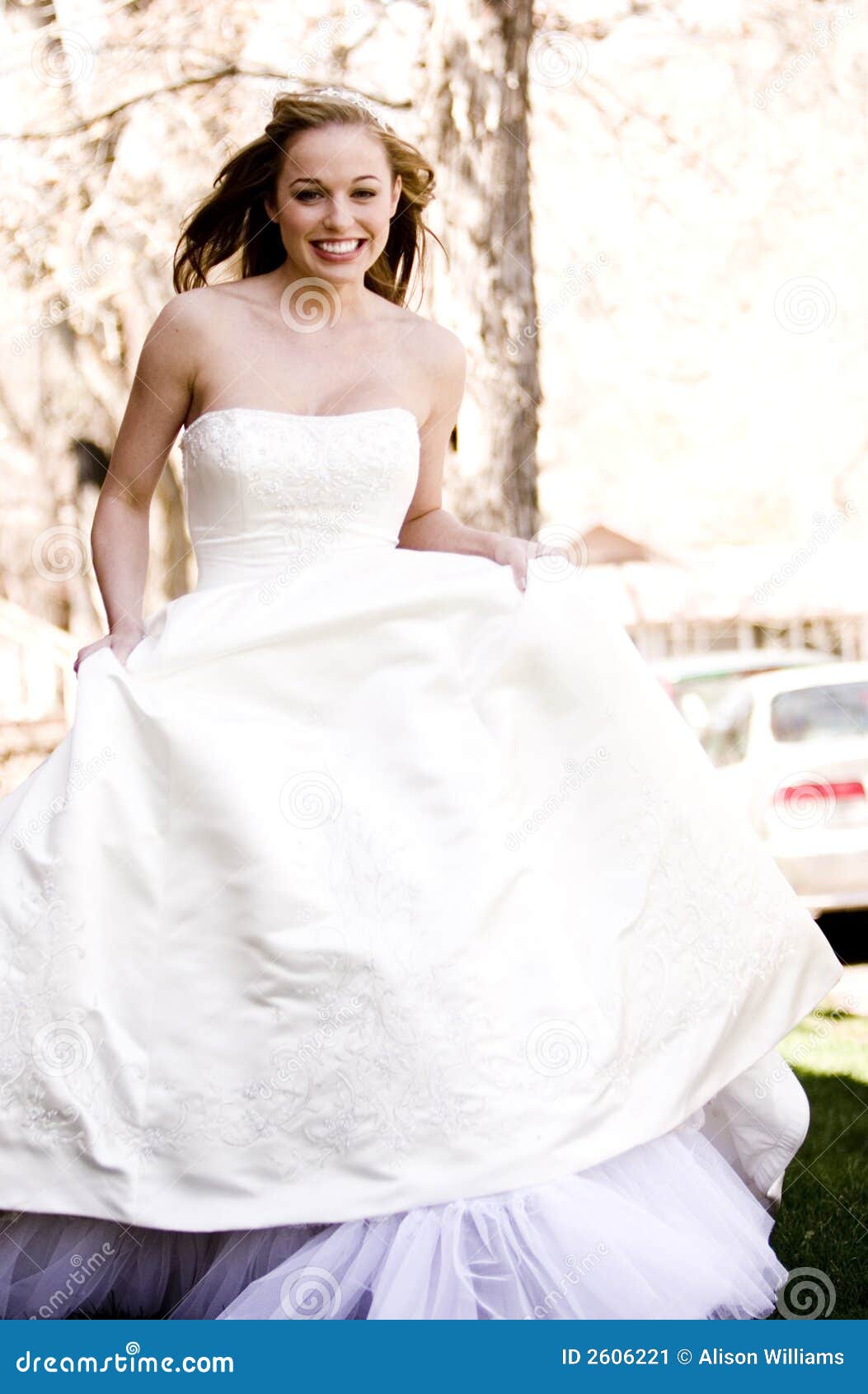 Beautiful Bride Running stock image. Image of model, brunette - 2606221