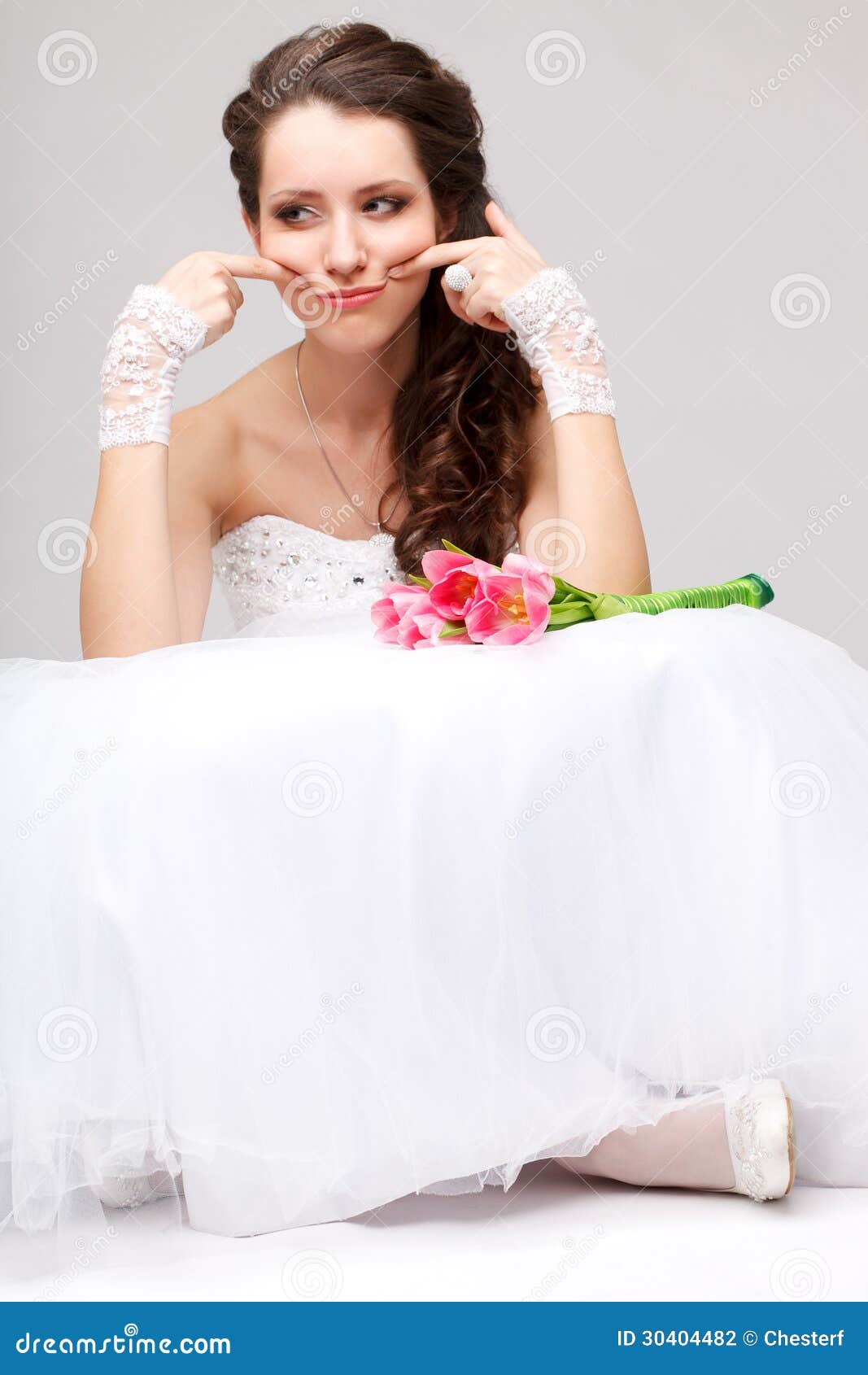 Beautiful Bride Sitting on the Floor Stock Photo - Image of caucasian ...
