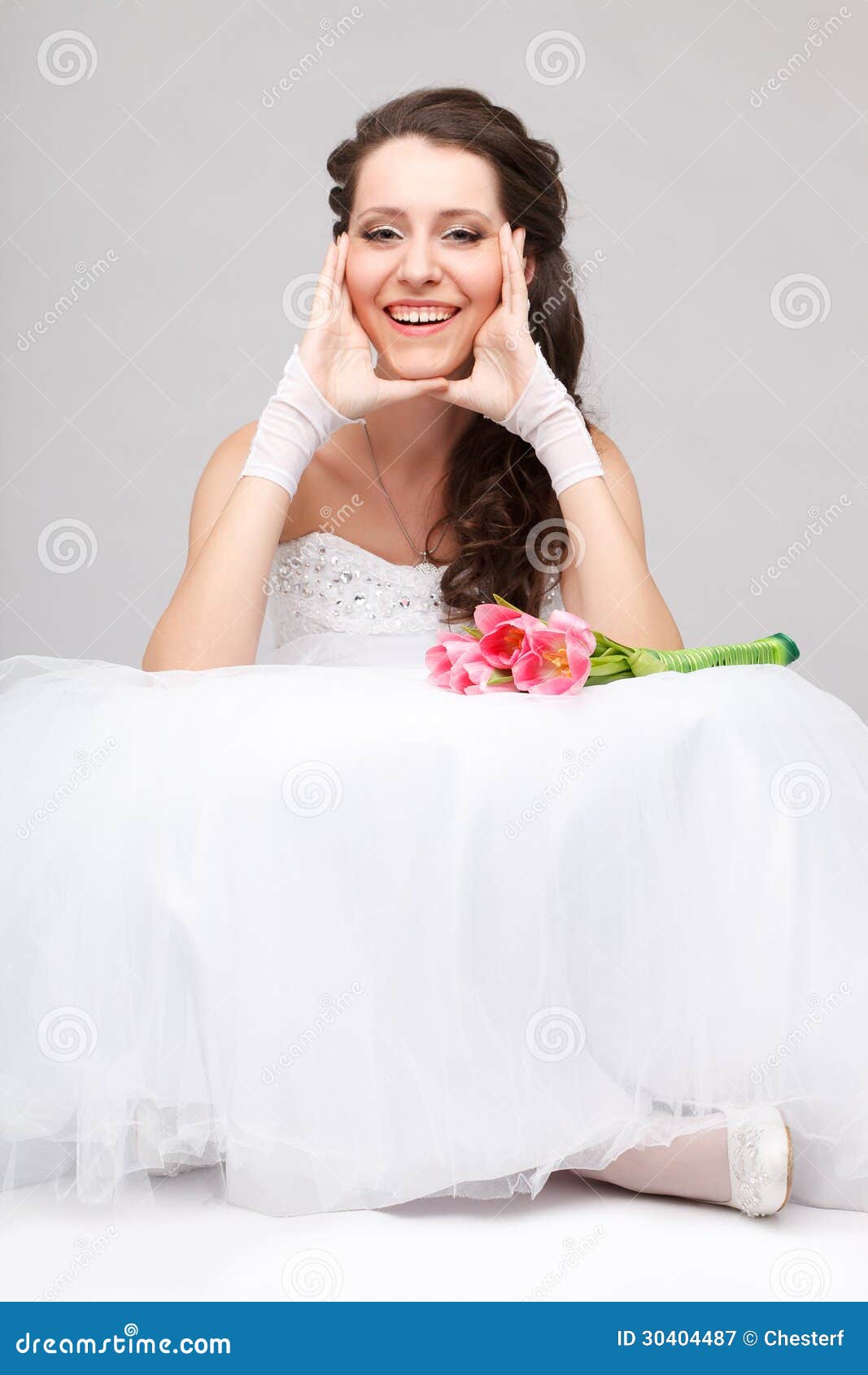 Beautiful Bride Sitting on the Floor Stock Image - Image of hair, floor ...