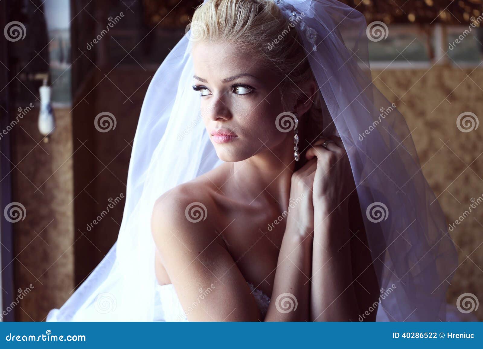 Beautiful Bride at Soft Light Stock Photo - Image of purity, married ...
