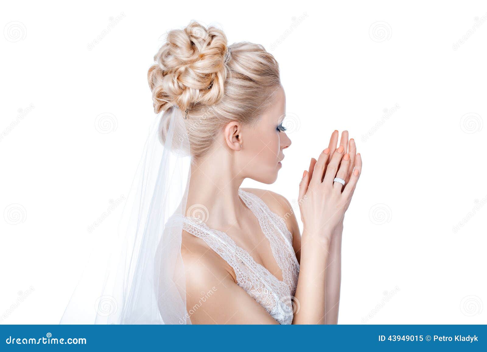 Beautiful Bride is Standing Sideways. Stock Image - Image of marital, innocence: 43949015