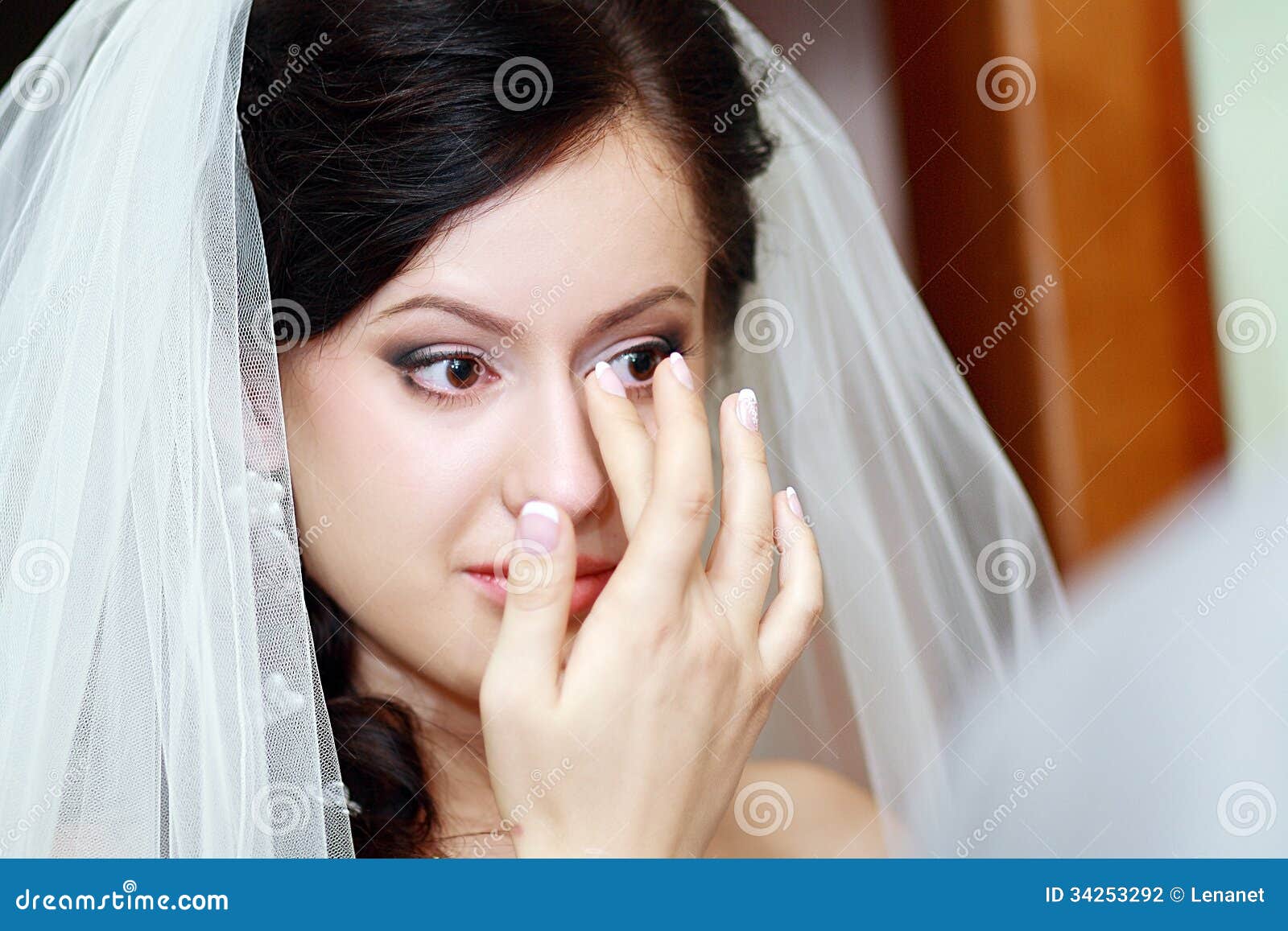 Beautiful bride tears stock photo. Image of dress, adult - 34253292