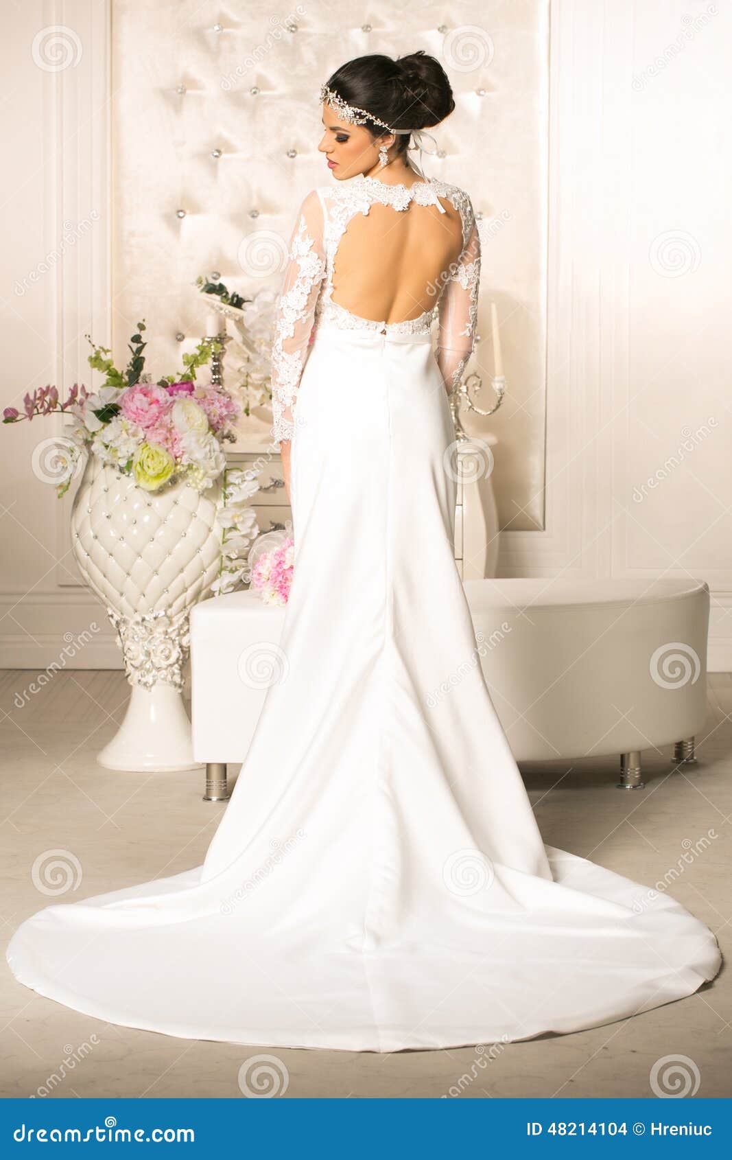Beautiful Bride in Wedding Dress Stock Photo - Image of elegance ...