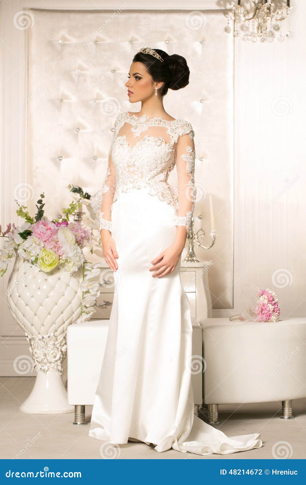 Beautiful Bride in Wedding Dress Stock Photo - Image of adult, gorgeous ...