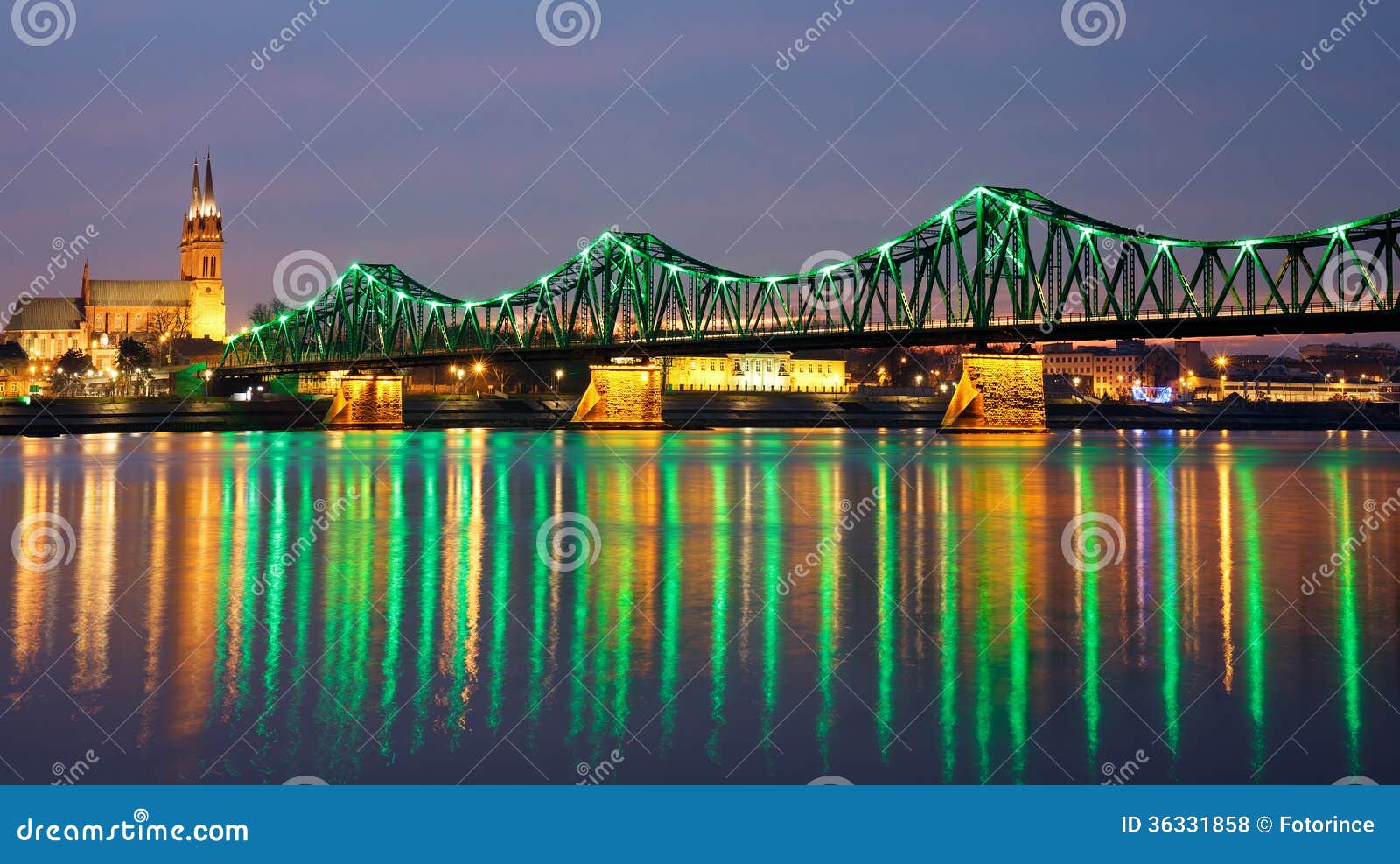 Beautiful bridge at night stock photo. Image of metal - 36331858