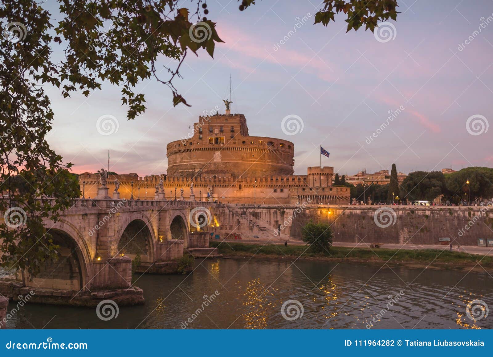 Beautiful Bridge on the River in Rome Stock Photo - Image of bridge ...