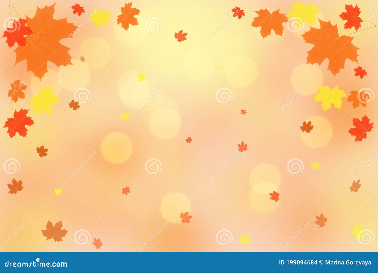 Beautiful Bright Autumn Background with Falling Maple Leaves and Bokeh ...