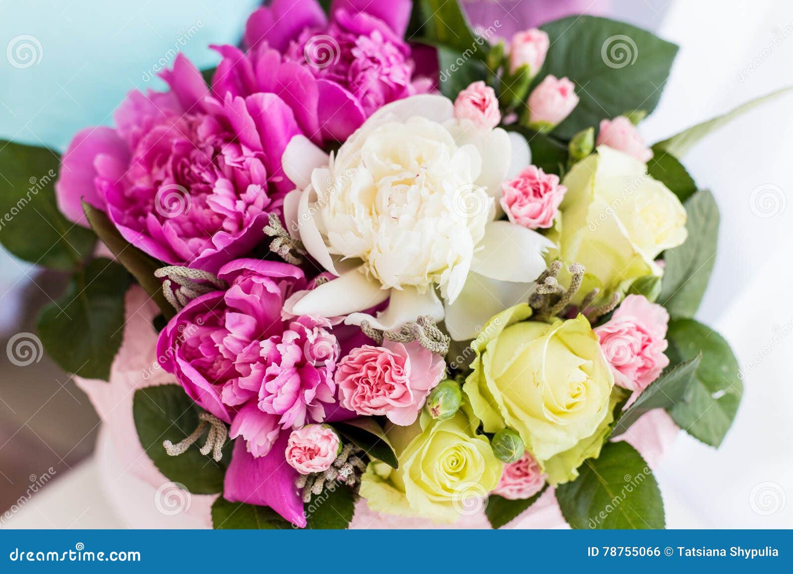 Beautiful Bright Colored Bouquet of Roses and Peony Stock Photo - Image ...