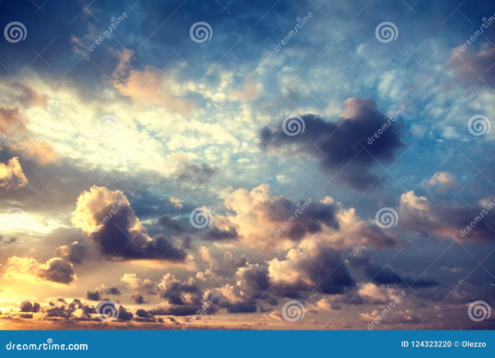 Beautiful Bright Colorful Stunning Sunset Sky, Sun Rays in the C Stock ...