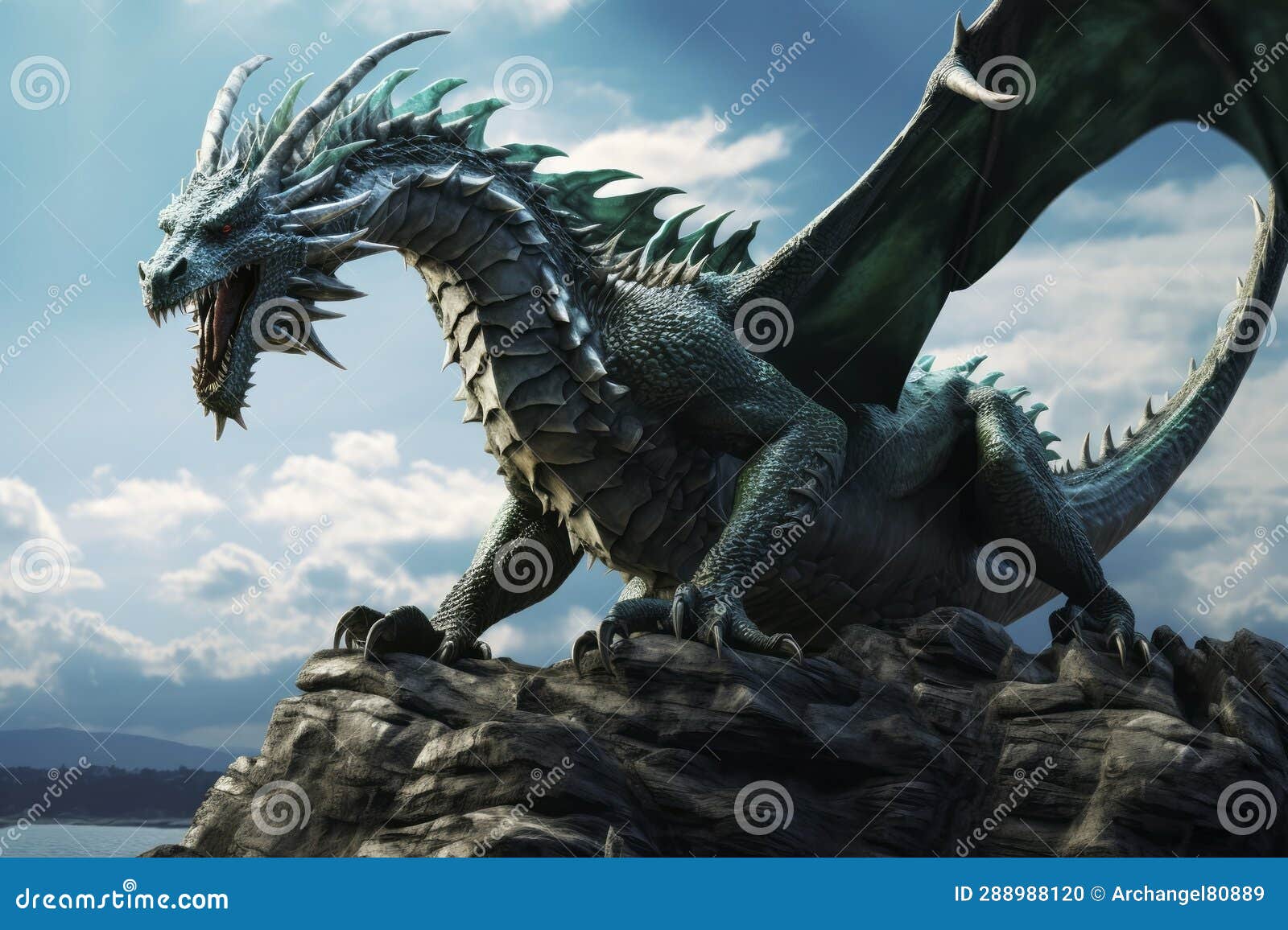 Beautiful, Bright Dragon. Generative AI Stock Photo - Image of myth ...