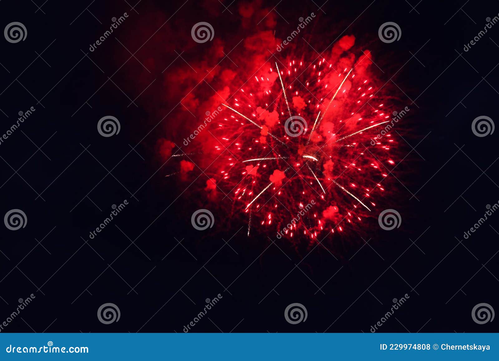 Beautiful Bright Firework Lighting Up Night Sky Stock Photo - Image of ...