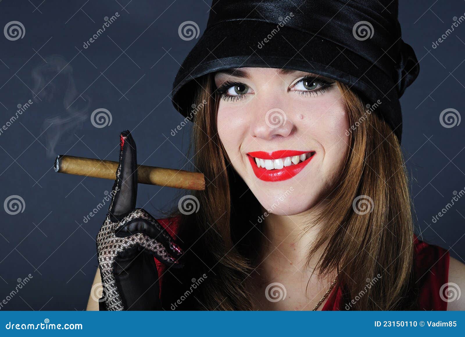 Beautiful Bright Girl with Cigar Stock Photo - Image of holiday, look ...