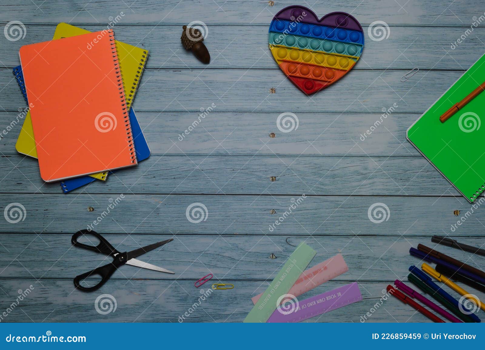 Beautiful Bright Layout of School Subjects Top View Stock Image - Image ...