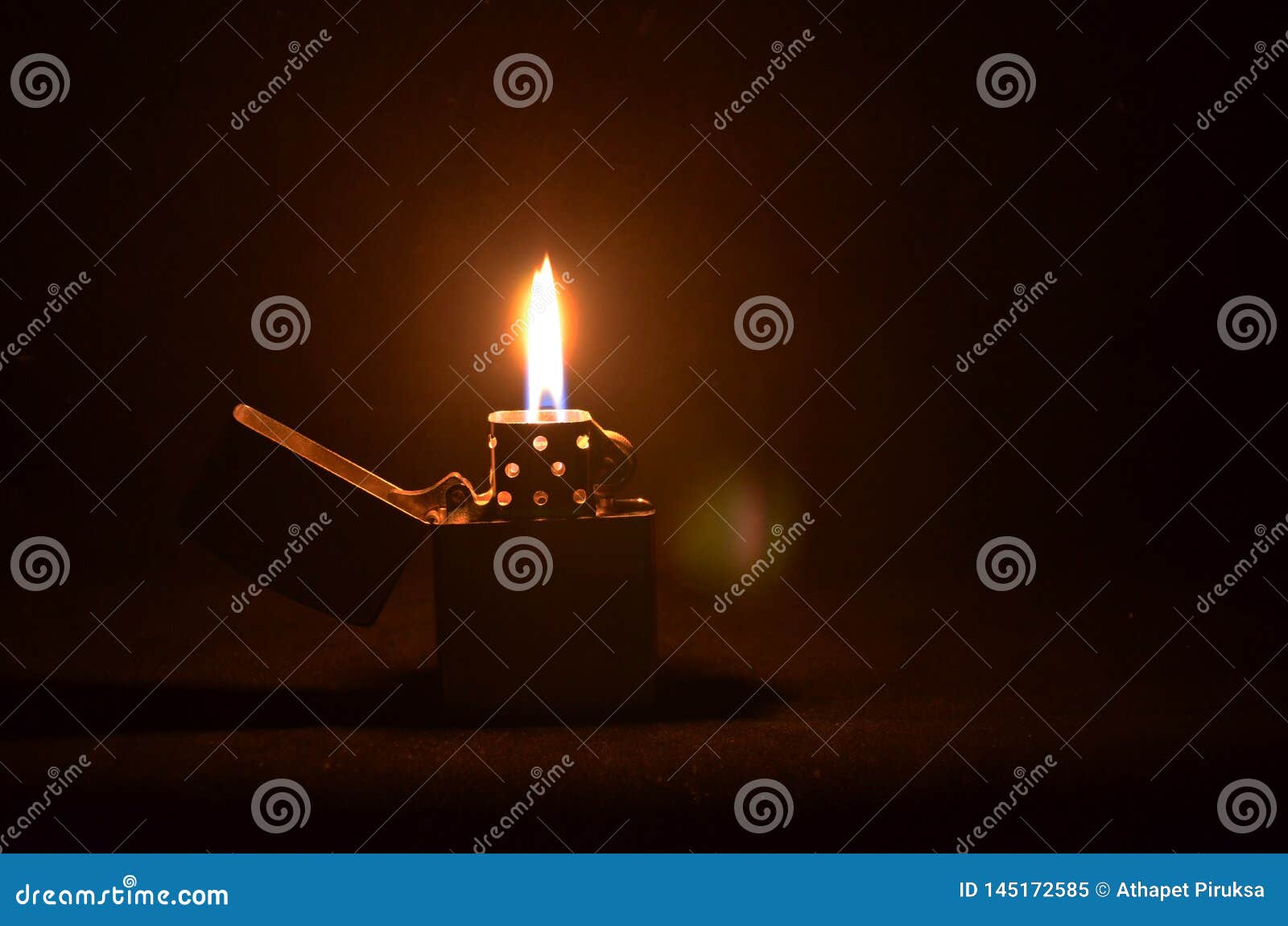 Light of Flame from Ancient Lighter in the Dark Stock Image - Image of ...