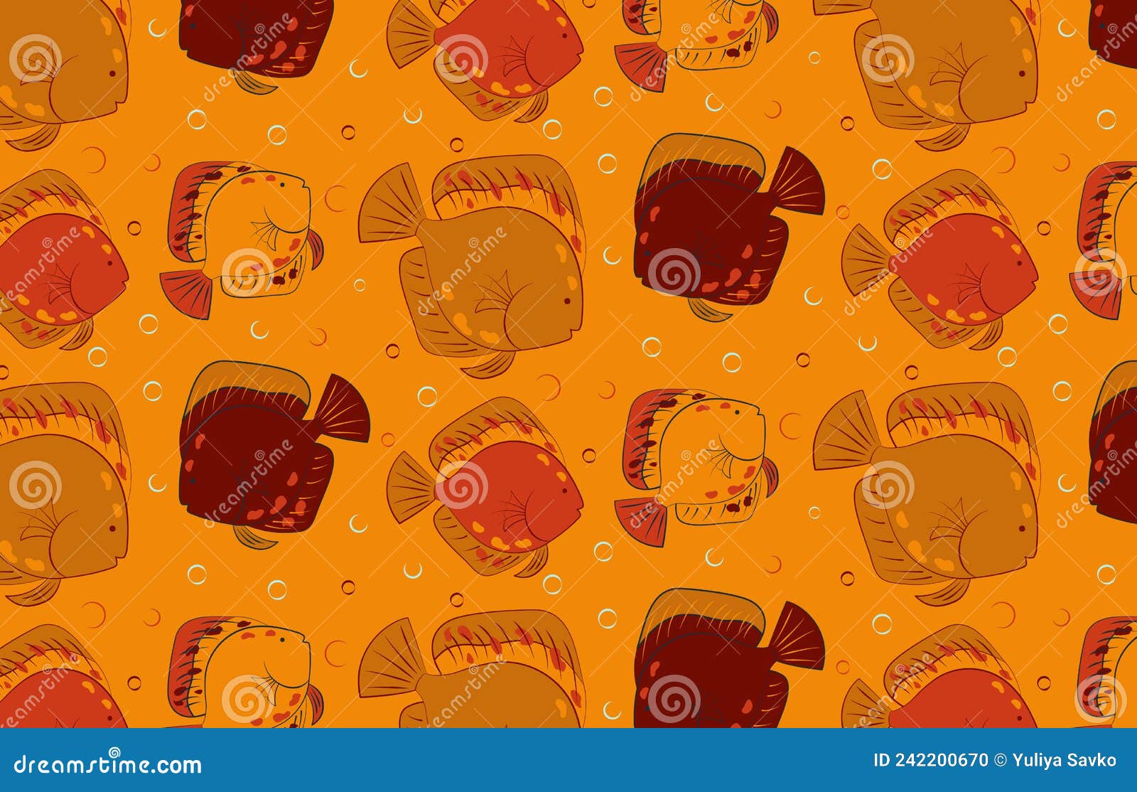 Beautiful and Bright Pattern with Discus Fish. Stock Vector ...