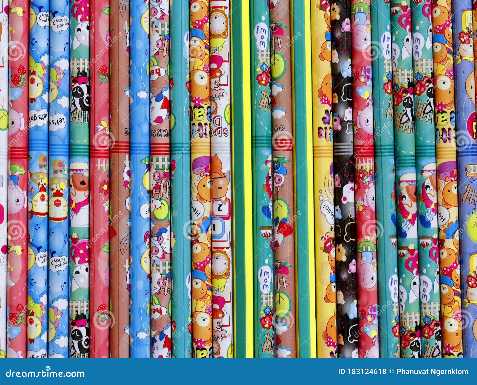 Beautiful Bright Patterns on the Pencil Editorial Stock Photo - Image ...