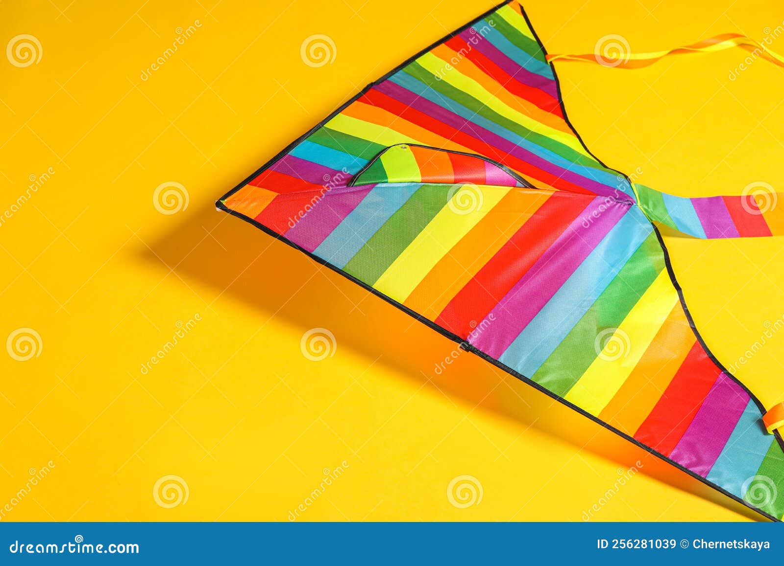 Beautiful Bright Rainbow Kite on Yellow Background Stock Image - Image ...