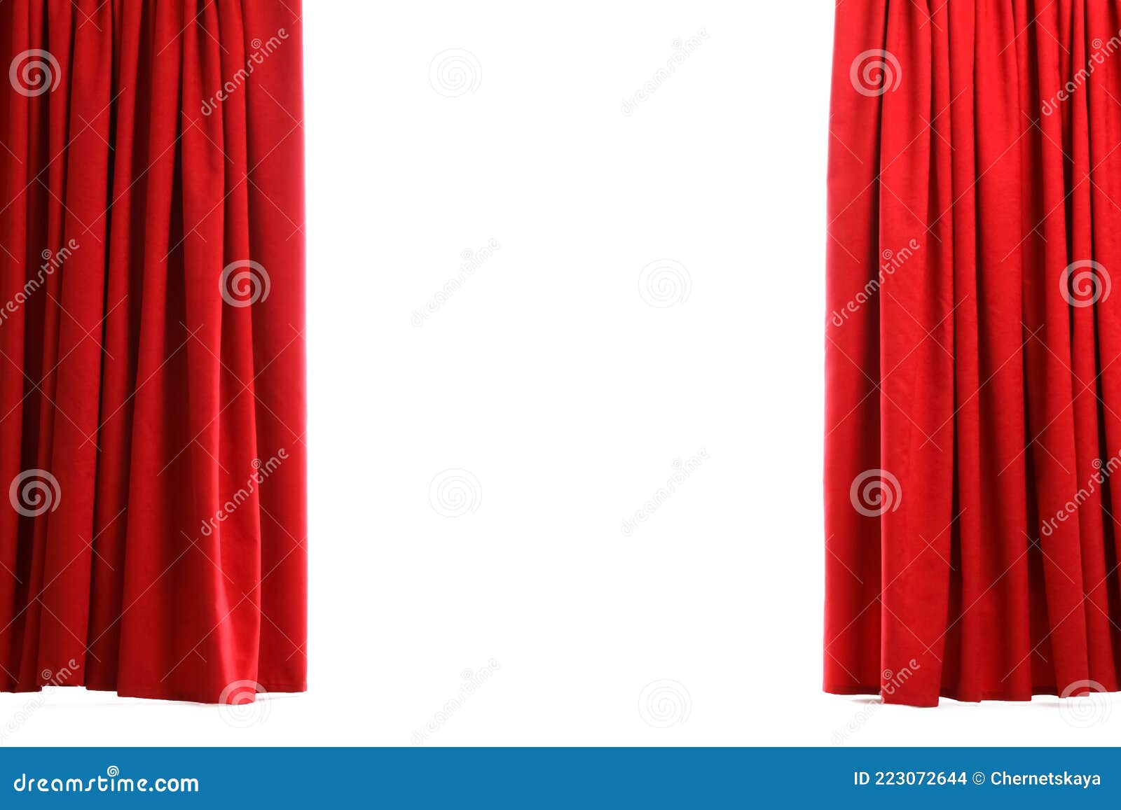 Beautiful Bright Red Curtains Isolated on White Stock Photo - Image of ...