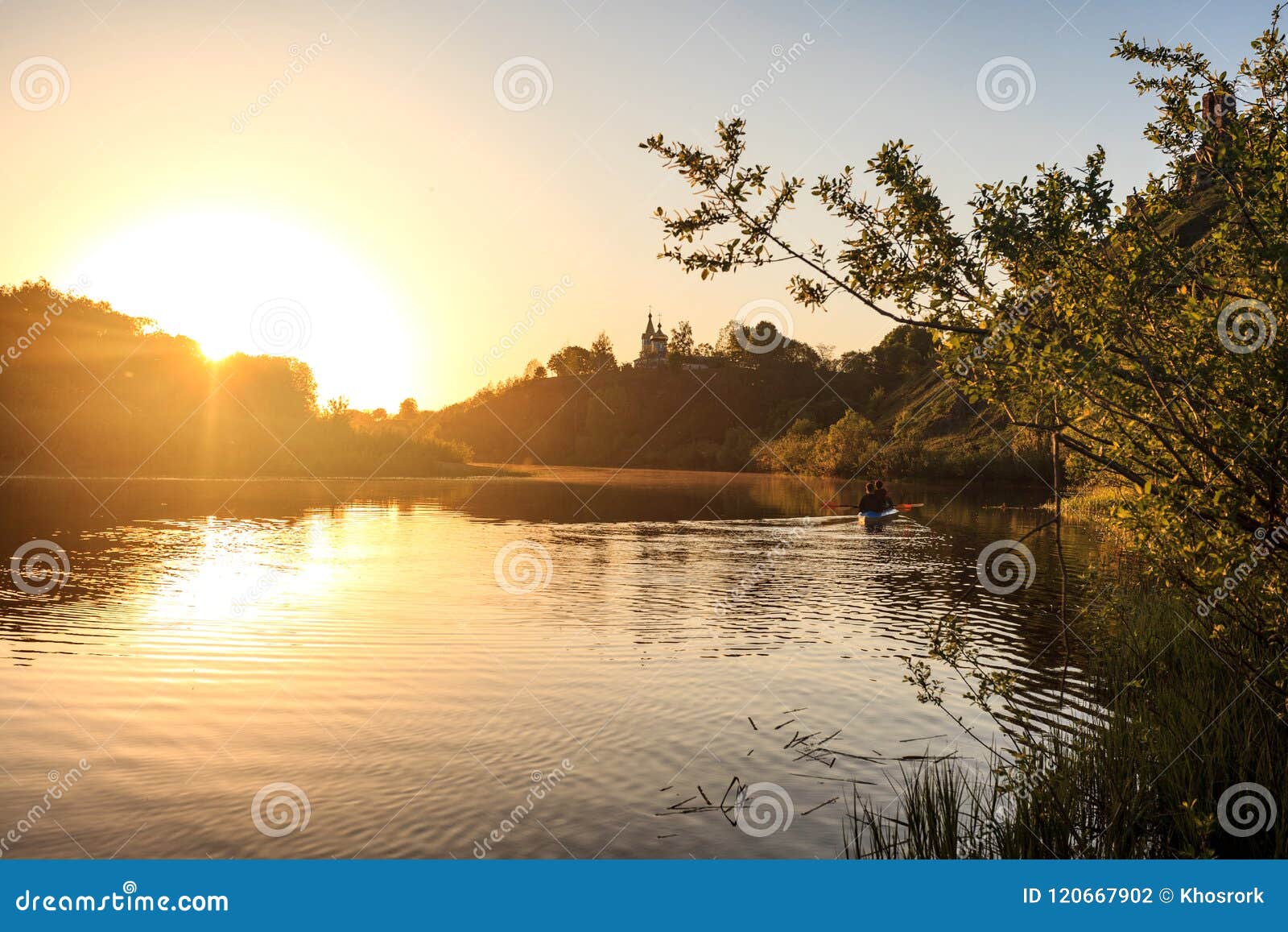 Beautiful Bright Sunset on Forest River Editorial Photography - Image ...