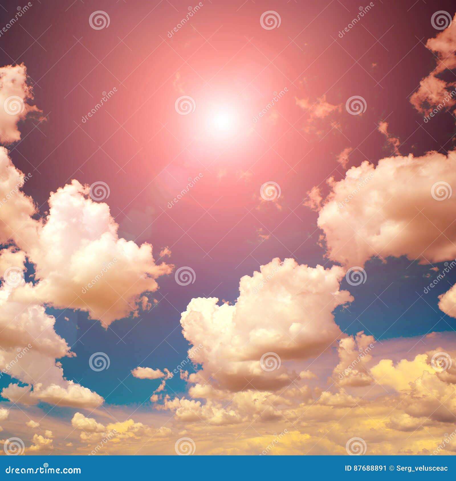 Beautiful bright sunset. stock image. Image of blue, fluffy - 87688891
