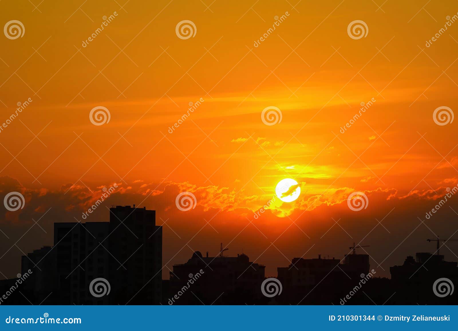 Beautiful Bright Sunset Over the City. Scenic View Stock Photo - Image ...