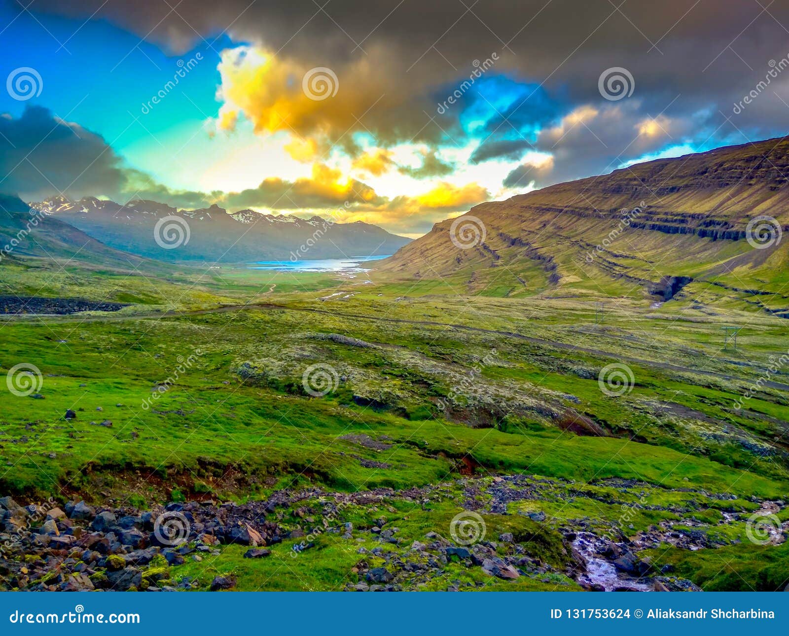 Beautiful Bright Sunset Over the Valley Stock Photo - Image of scenic ...