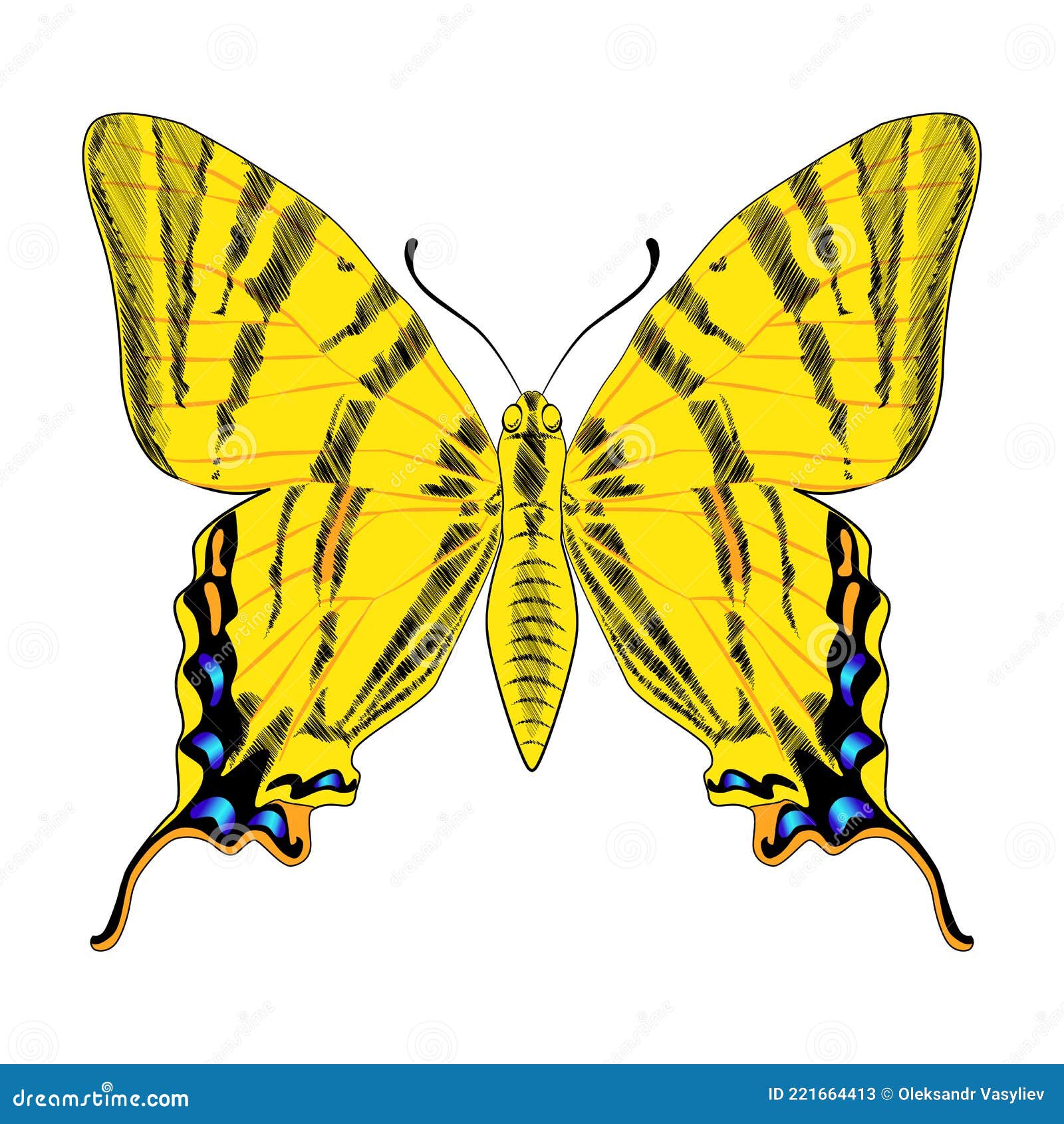 Beautiful Bright Yellow Butterfly Monarch. Vector Illustration Isolated ...
